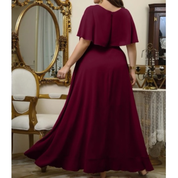 Dresses | Luxe Plus Size Belted Wrap Chiffon Maxi Patty Evening Formal ...